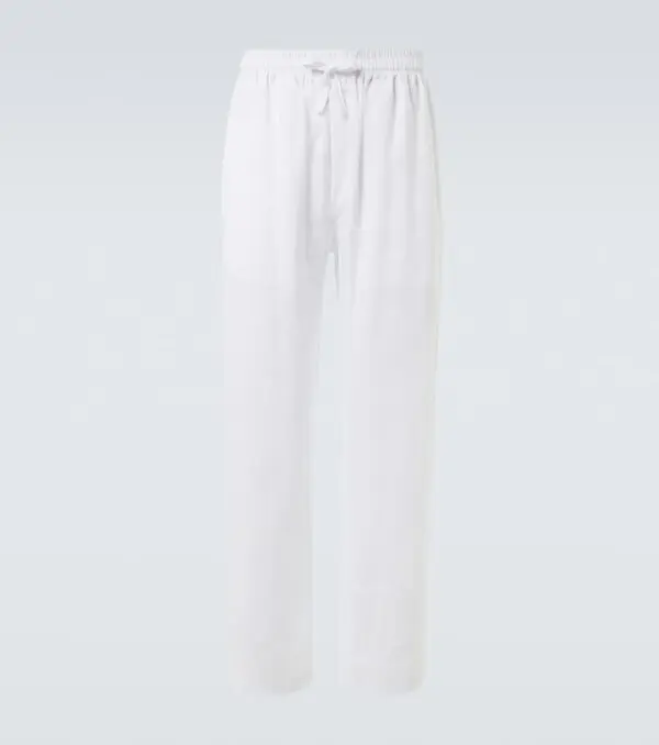 SAMAN AMEL Linen Wide-leg Pants - Beige