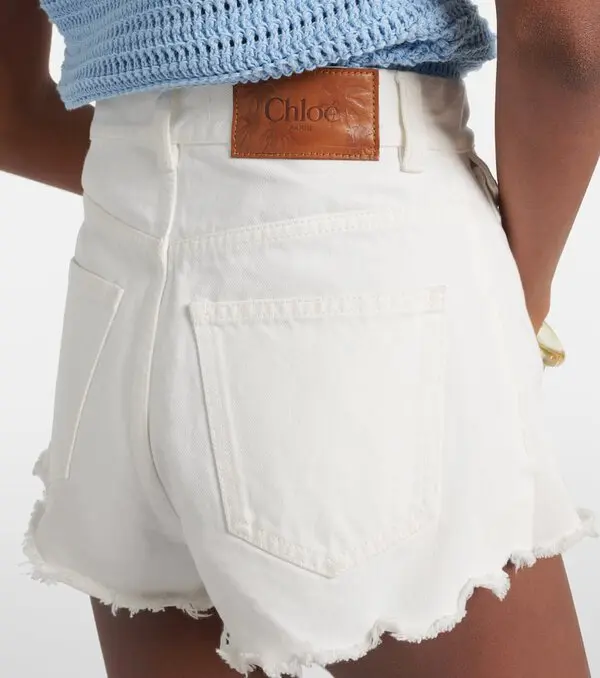 Chloé Distressed Denim Shorts