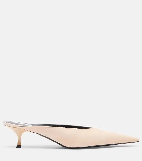 Victoria Beckham 45 Suede Mules - Beige
