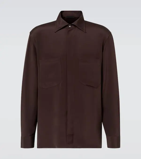 SAMAN AMEL Silk Shirt - Brown