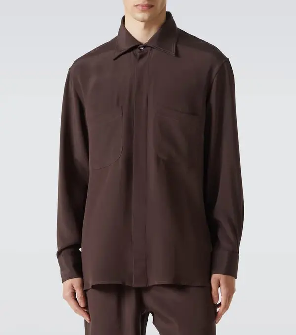 SAMAN AMEL Silk Shirt - Brown