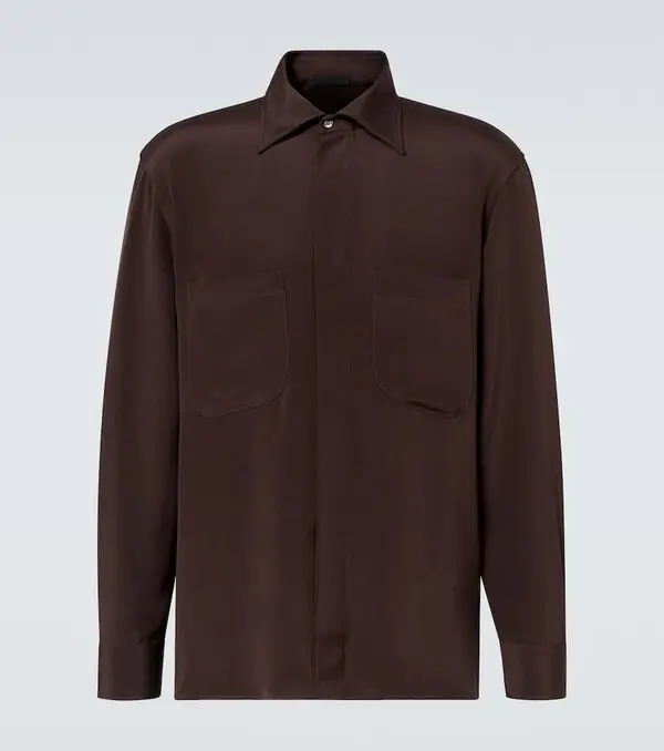 SAMAN AMEL Silk Shirt - Brown