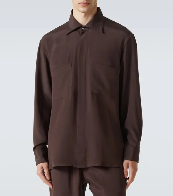 SAMAN AMEL Silk Shirt - Brown