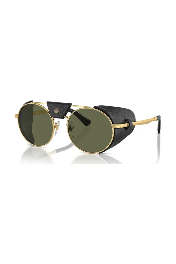 Persol Gold-tone Round Frame Sunglasses - Green