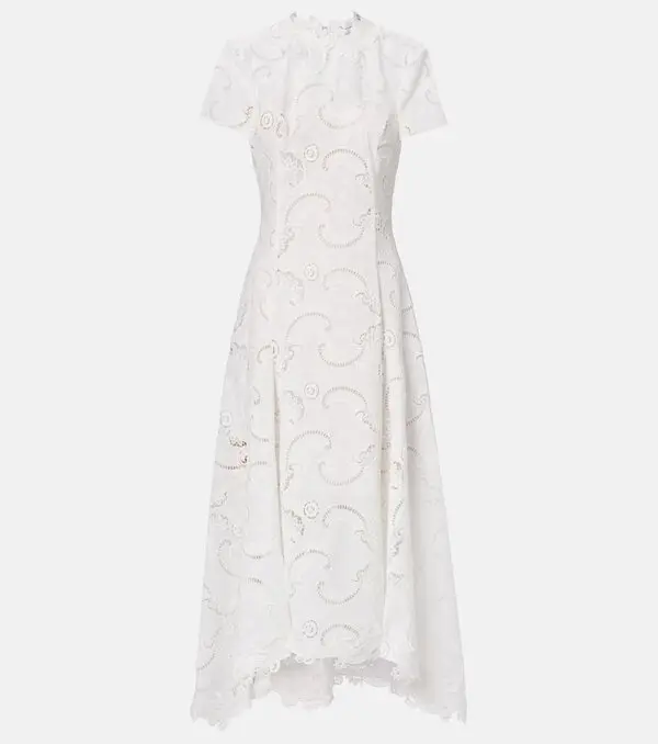 Oscar De La Renta Guipure Lace Midi Dress