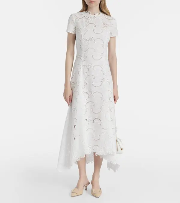 Oscar De La Renta Guipure Lace Midi Dress