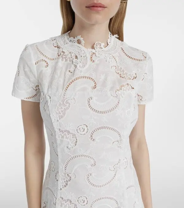 Oscar De La Renta Guipure Lace Midi Dress