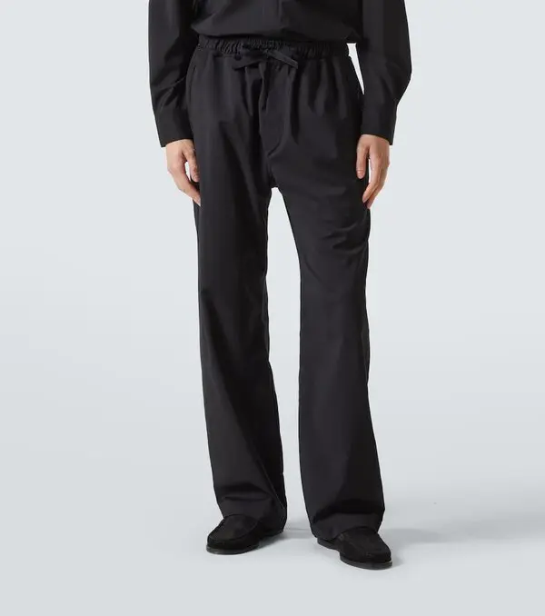 SAMAN AMEL Wool Wide-leg Pants - Black