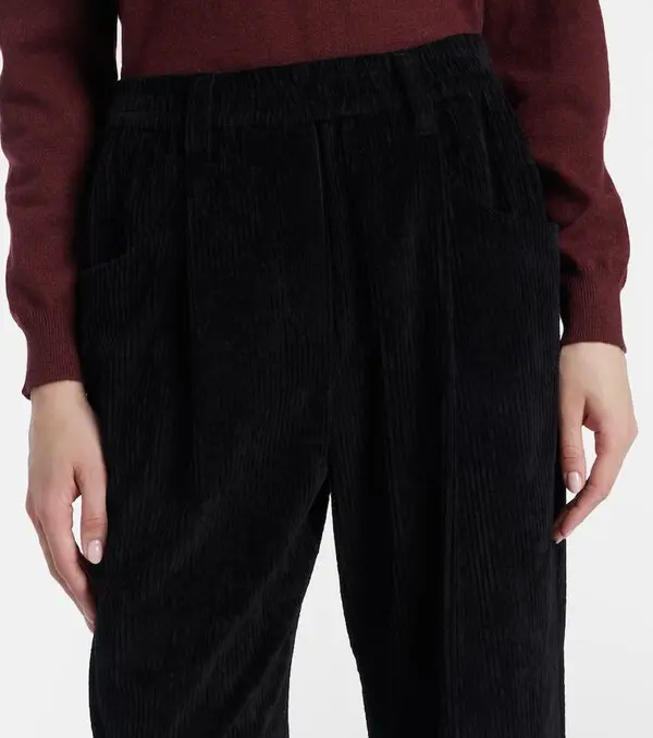 Brunello Cucinelli Cotton Corduroy Trousers - Black