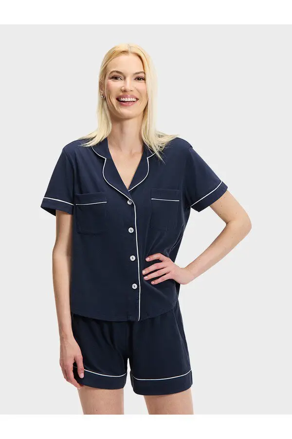 SARAH ALEXANDRA Shorties Pajama Set: Nightcap - Navy