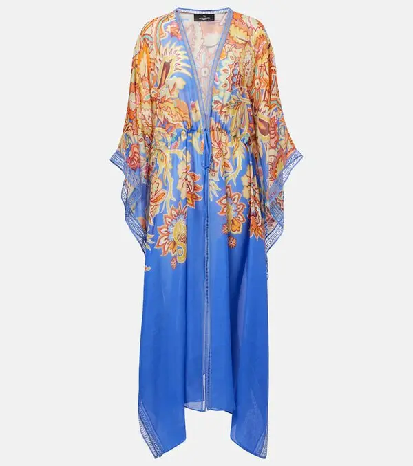 Etro Printed Cotton And Silk Beach Cover-up - Multicoloured