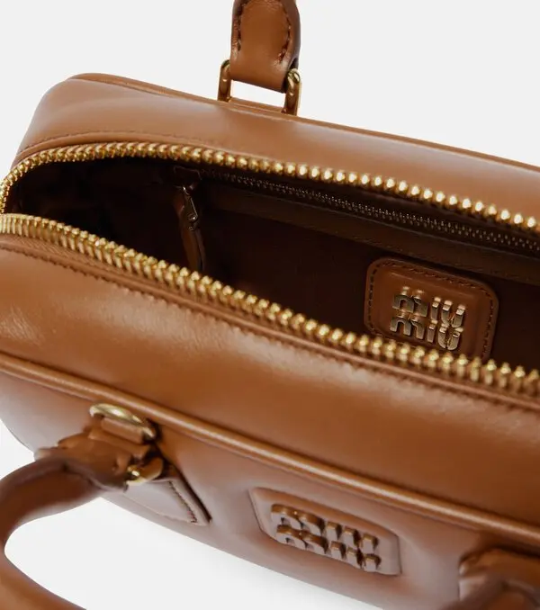 Miu Miu Arcadie Small Leather Tote - Brown