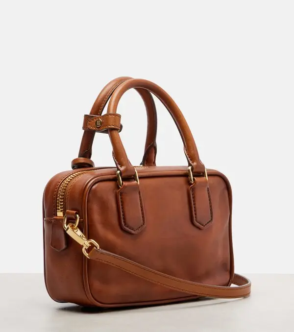 Miu Miu Arcadie Small Leather Tote Bag - Brown
