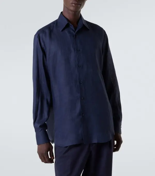 SAMAN AMEL Linen Shirt - Blue