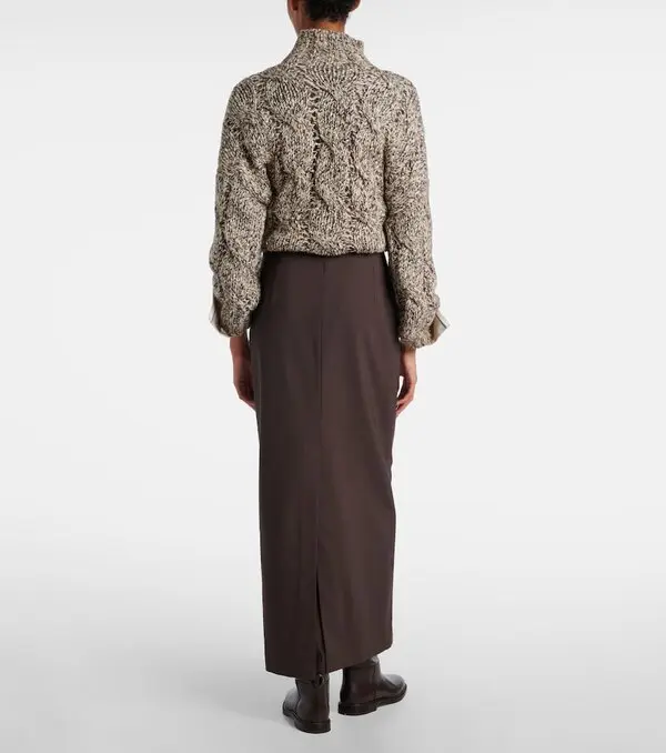 Brunello Cucinelli Wool-blend Maxi Skirt - Brown