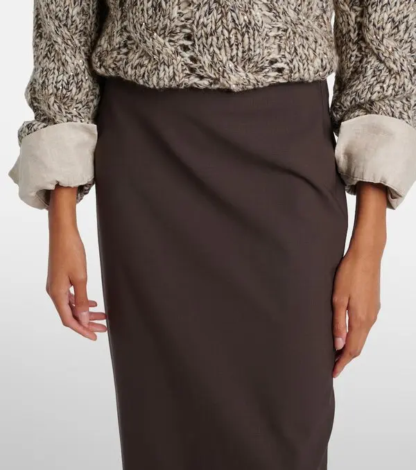 Brunello Cucinelli Wool-blend Maxi Skirt - Brown