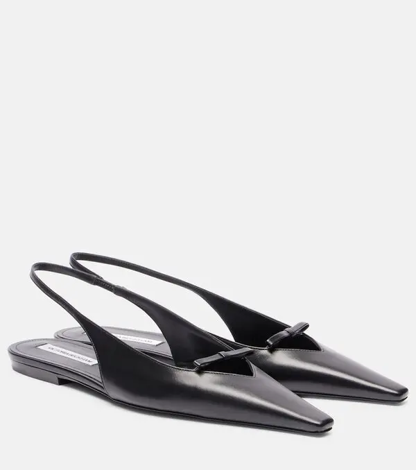 Victoria Beckham Leather Slingback Flats - Black