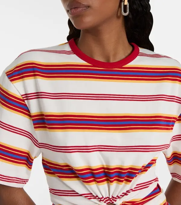 Rabanne Gathe Striped Cotton-blend T-shirt - Red