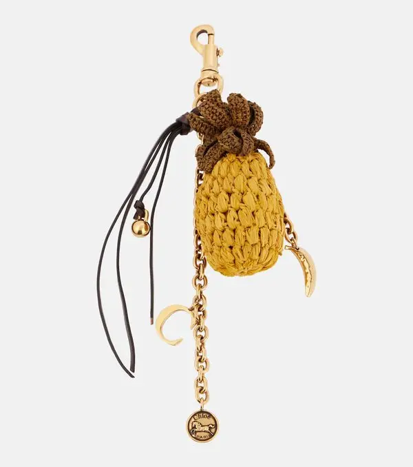 Chloé Raffia-trimmed Bag Charm - Yellow