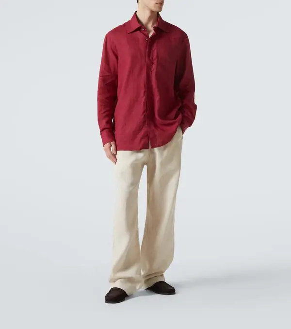 SAMAN AMEL Linen Shirt - Red