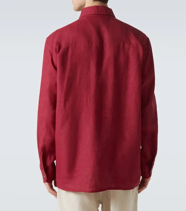 SAMAN AMEL Linen Shirt - Red