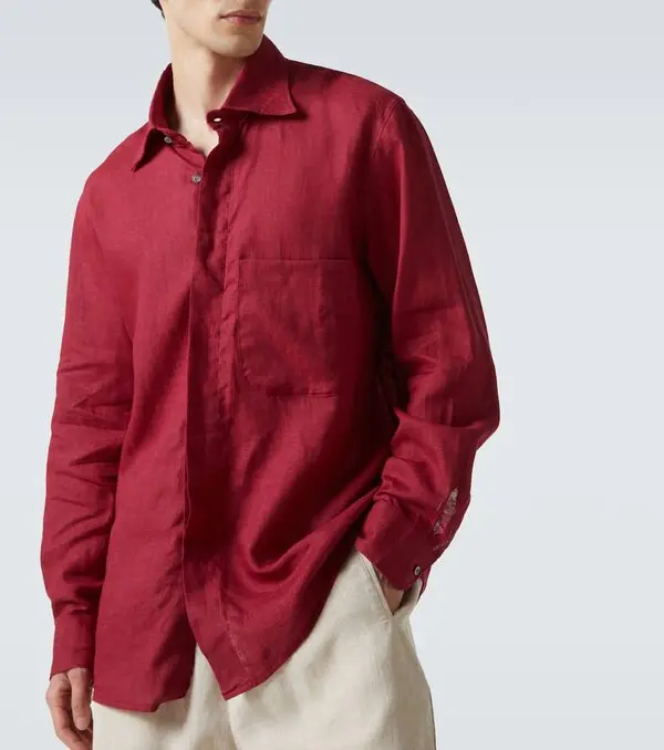SAMAN AMEL Linen Shirt - Red