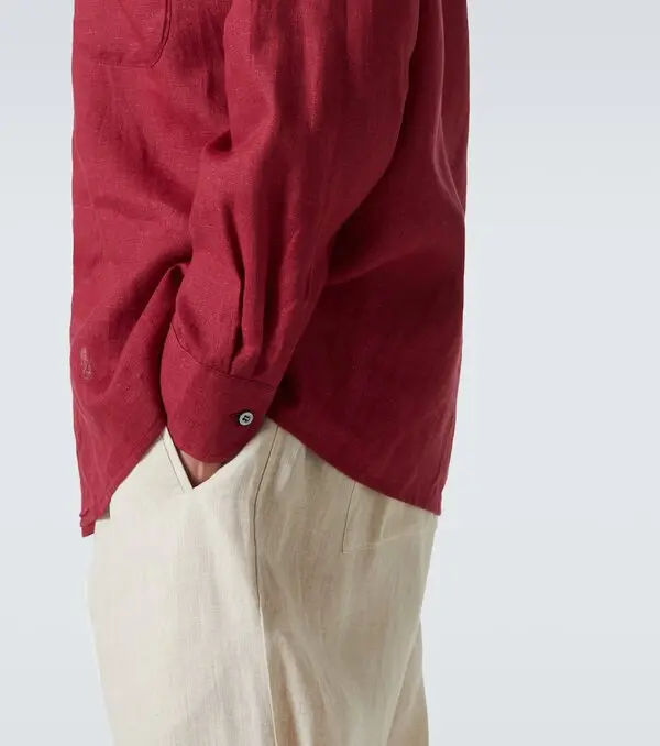 SAMAN AMEL Linen Shirt - Red