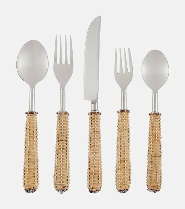 LES-OTTOMANS Rattan Flatware Set - Multicoloured