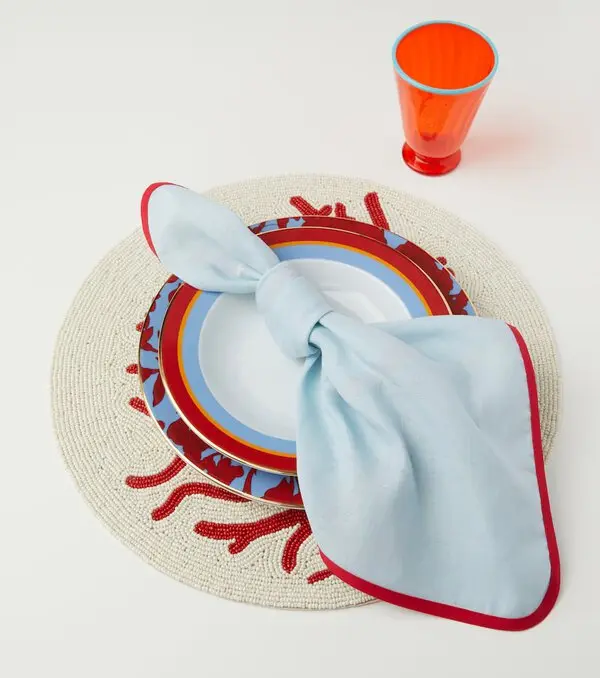 LES-OTTOMANS Coral Set Of 2 Placemats