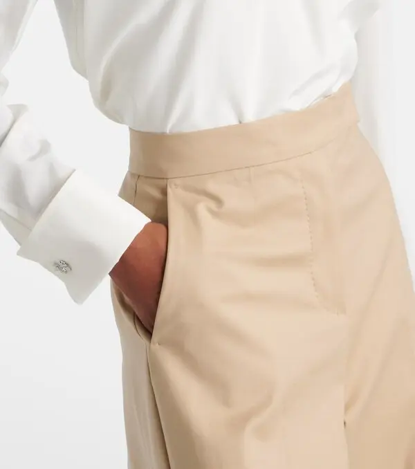 Max Mara Cotton-blend Wide-leg Pants - Beige