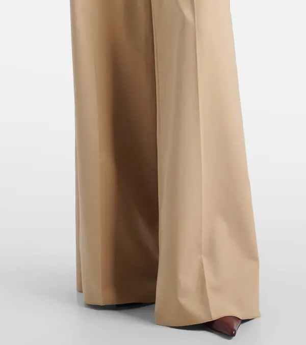 Max Mara Cotton-blend Wide-leg Pants - Beige