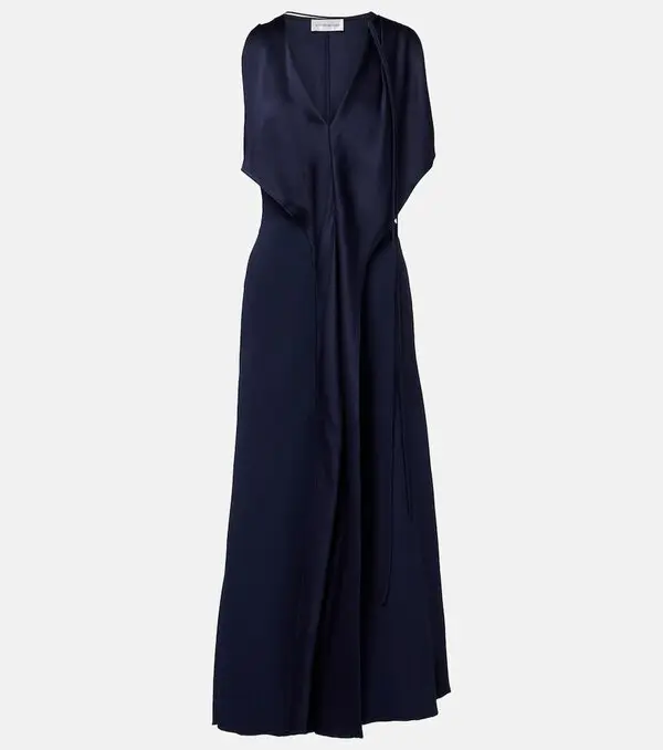Victoria Beckham Draped Satin Midi Dress - Blue