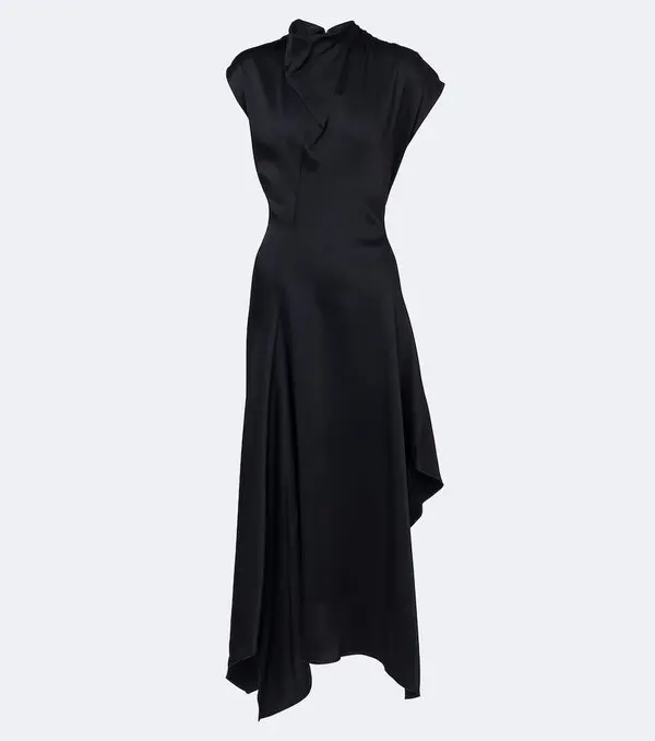 Victoria Beckham Draped Satin Midi Dress - Blue
