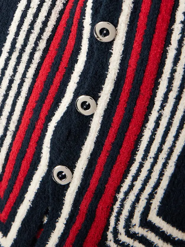 Rabanne Button-embellished Striped Cotton-blend Chenille Sweater - Blue