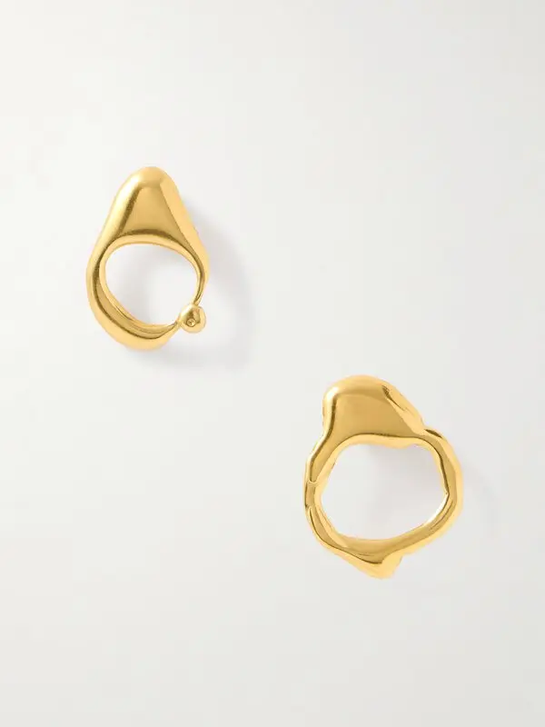 YSSO Droplet Mist Plated Hoop Earrings - Gold