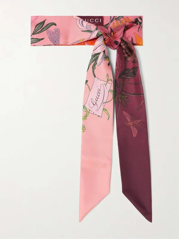 Gucci Flora Printed Silk-twill Scarf - Magenta