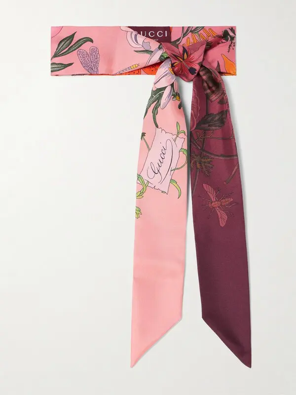 Gucci Flora Printed Silk-twill Scarf - Purple