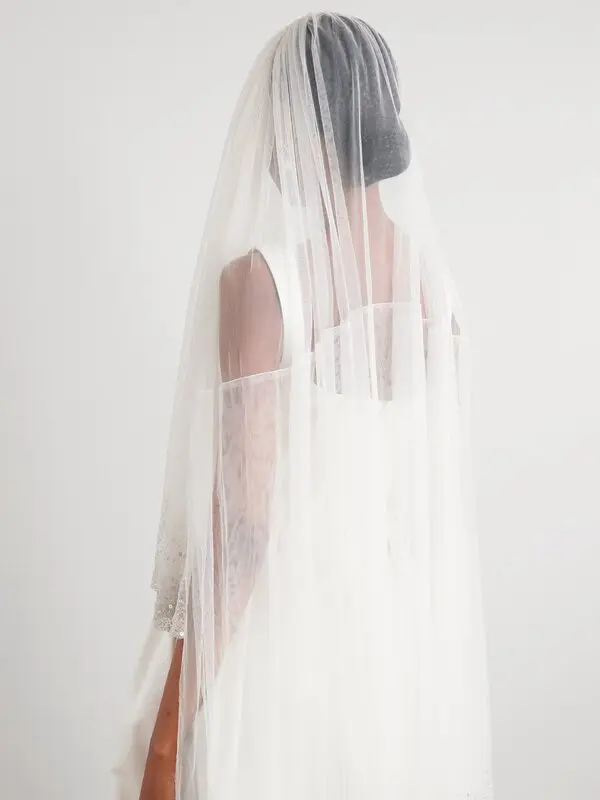 CLIO PEPPIATT Tiered Embellished Tulle Veil