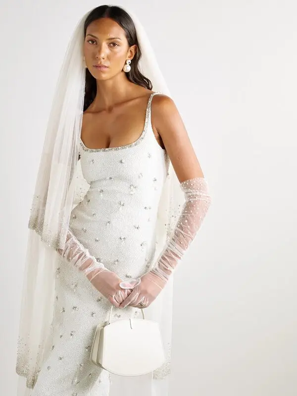 CLIO PEPPIATT Tiered Embellished Tulle Veil