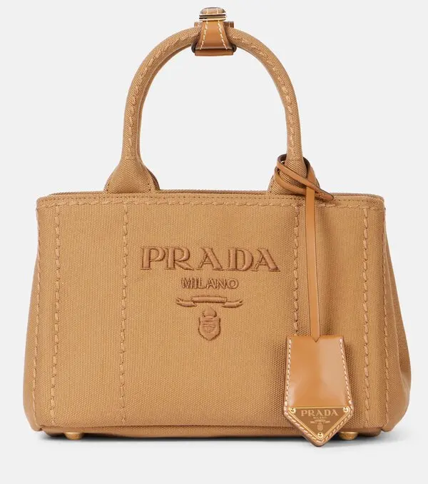 Prada Jardiniere Mini Canvas Tote Bag - Brown