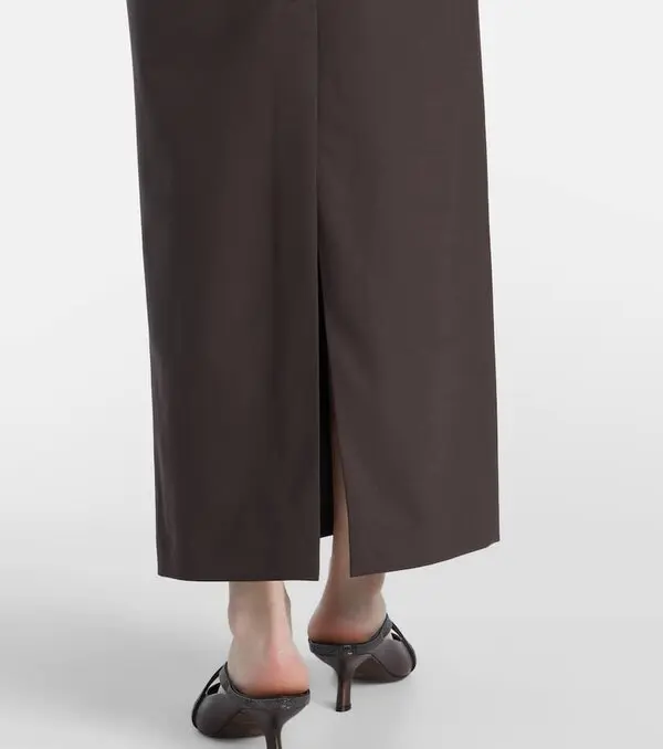 Brunello Cucinelli Wool-blend Maxi Skirt - Brown