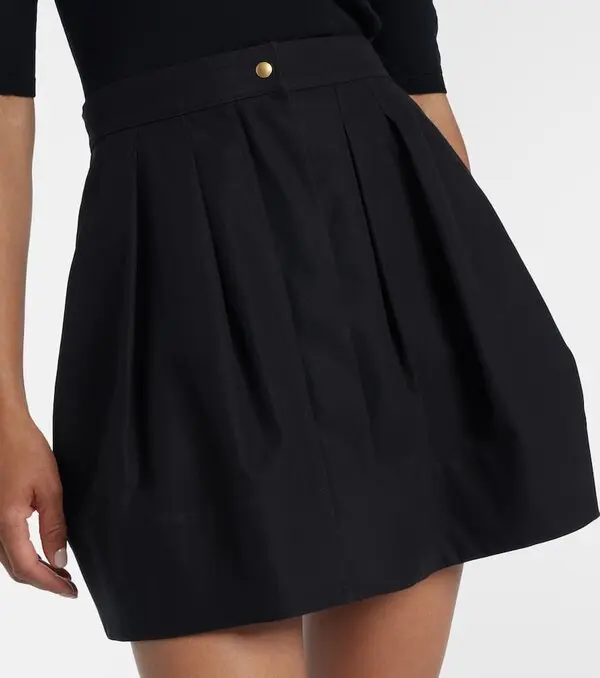 Max Mara Pleated Cotton Twill Miniskirt