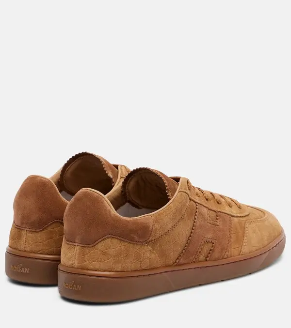 Hogan Croc-effect Suede Sneakers