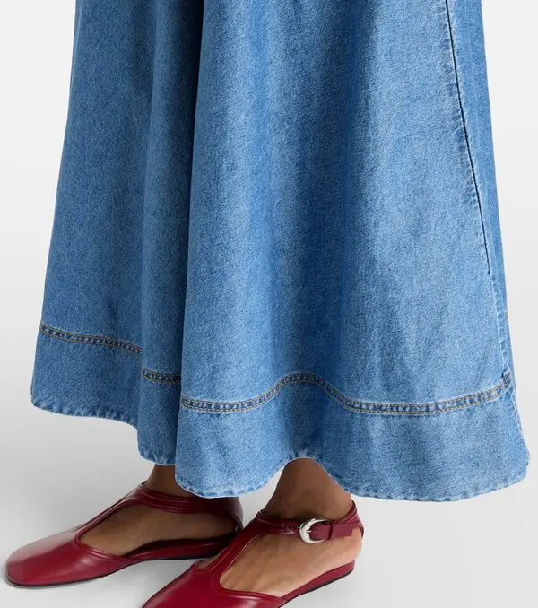 ALEMAIS Ruffled Denim Maxi Dress