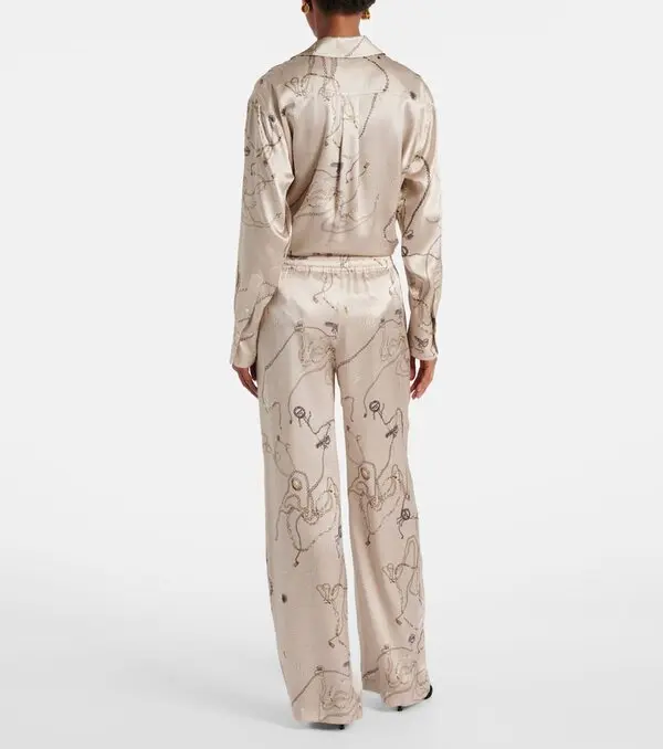 Victoria Beckham Printed Silk Satin Pajama Pants