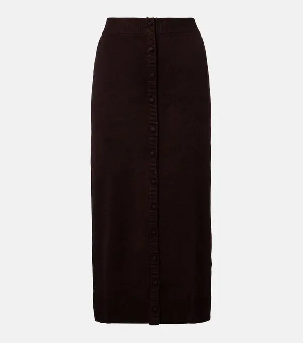 Victoria Beckham Knitted Wool-blend Midi Skirt - Brown