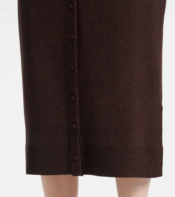 Victoria Beckham Knitted Wool-blend Midi Skirt - Brown