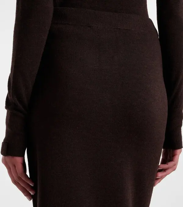 Victoria Beckham Knitted Wool-blend Midi Skirt - Brown