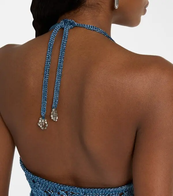 Rabanne Crochet Embellished Lamé Crop Top