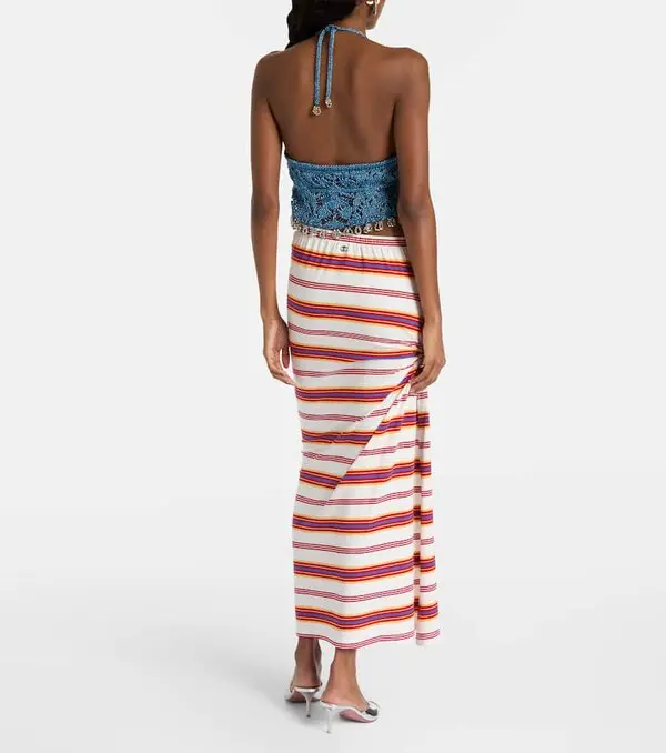 Rabanne Crochet Embellished Lamé Crop Top